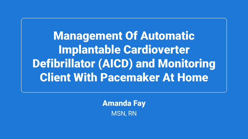 Management Of Automatic Implantable Cardioverter Defibrillator (AICD ...